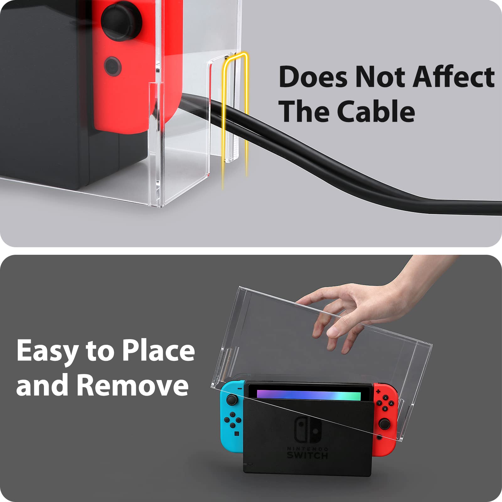 Onrier Transparent Dust Cover for Nintendo Switch & Switch OLED Charging Dock,Anti Scratch Waterproof Protective Clear Acrylic Cover Sleeve Display Box and Entirely Dust Proof ANT25
