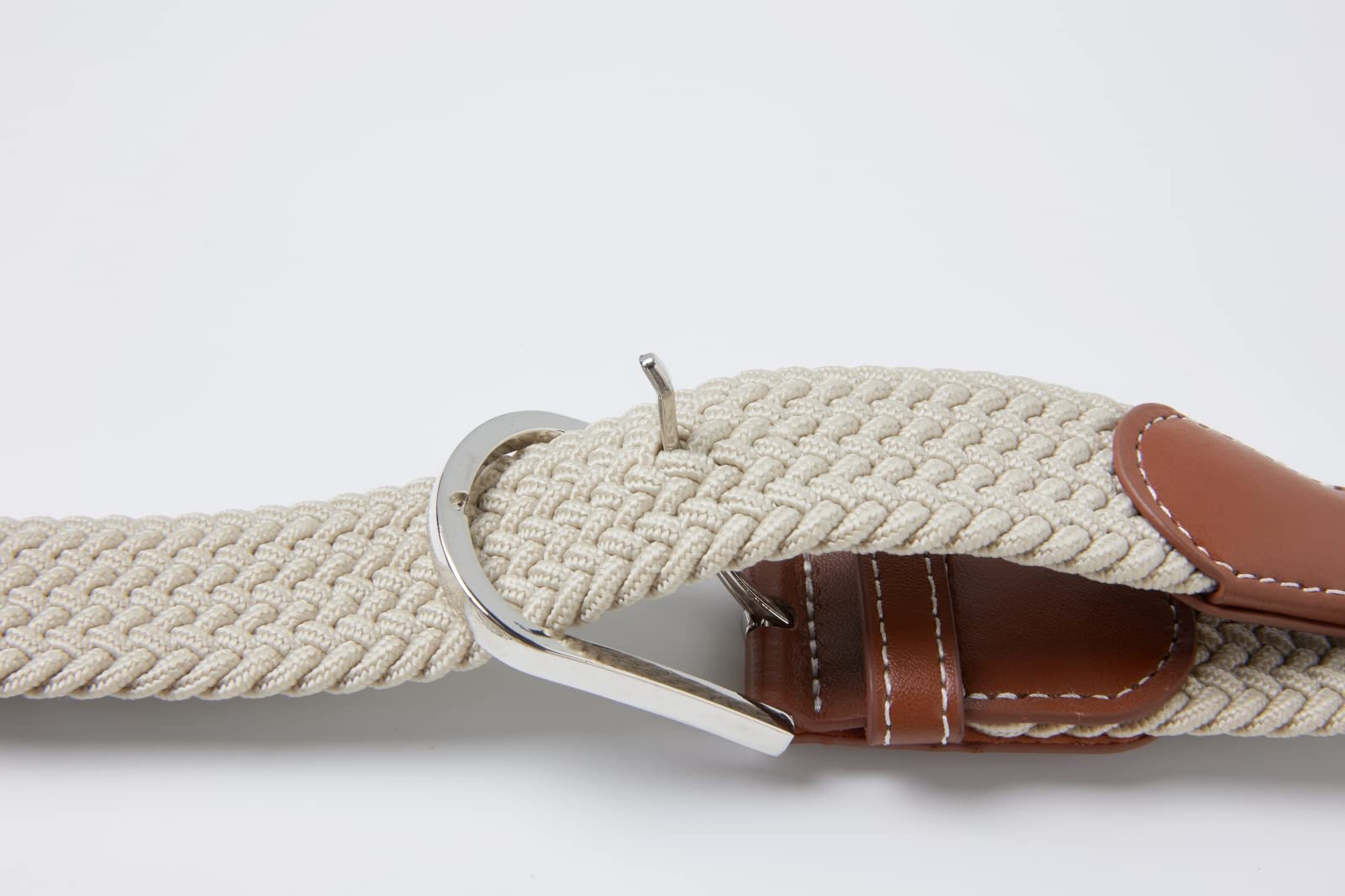 QHTETK Stretch Belt Men and Women Men's Woven Braided Web Belt for Golf Casual Pants Jeans (White)
