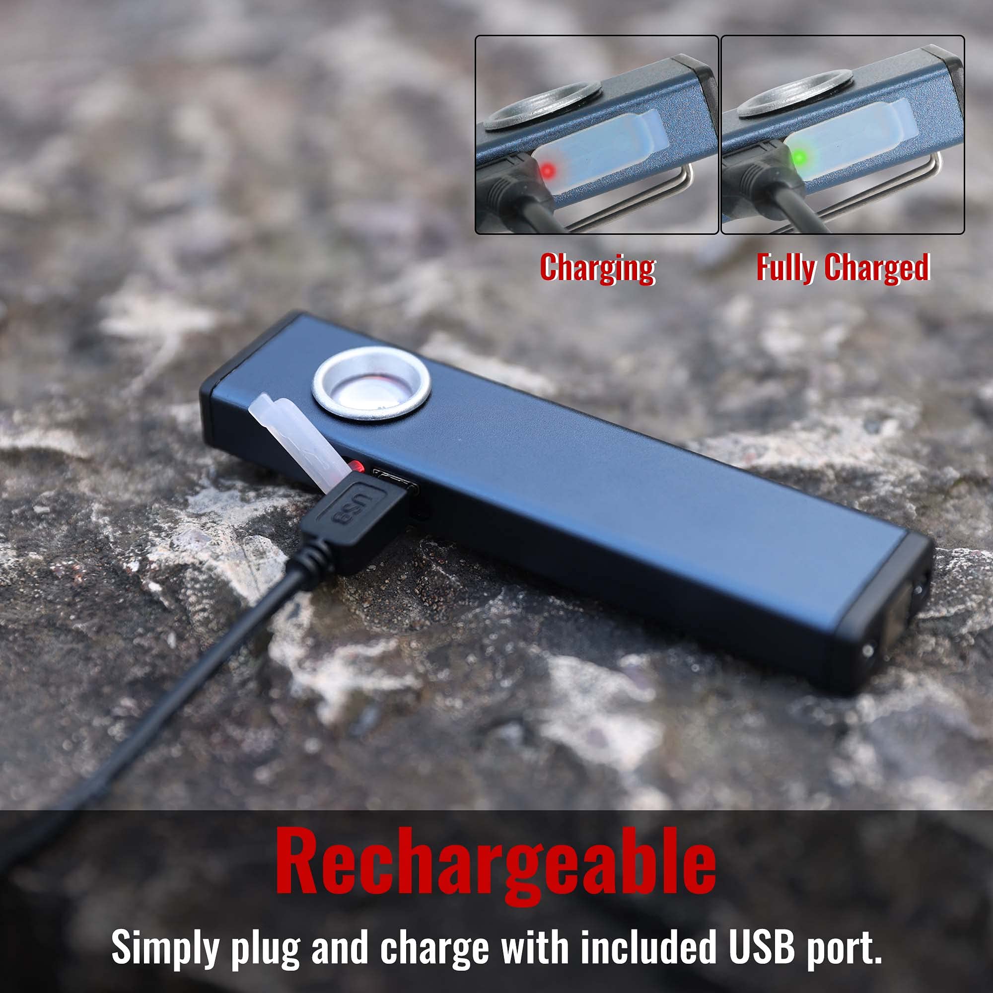 lexall Rechargeable Work Light, 600 Lumens Portable LED Flashlight, Magnetic COB Flat Task Light with Pocket Clip, 3 Modes, Pocket Pen Inspection Light for Repairing, Camping, Hiking, Emergency(2pcs)