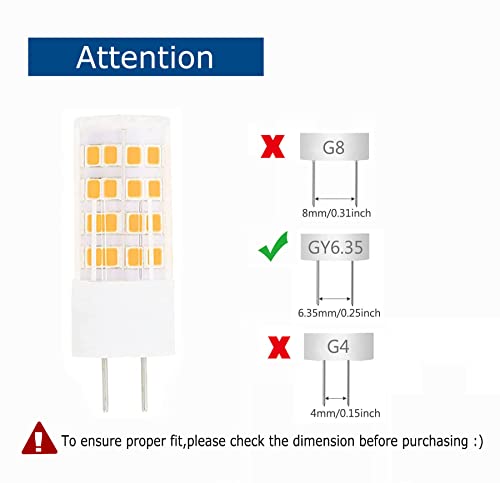 Lamsky GY6.35 G6.35 LED Light Bulb 5W,G6.35/GY6.35 Bi-pin Base,AC/DC 12V Warm White 3000K Non-dimmable,GY6.35 Base T4 JC Type 50W Halogen Replacement(4-Pack)