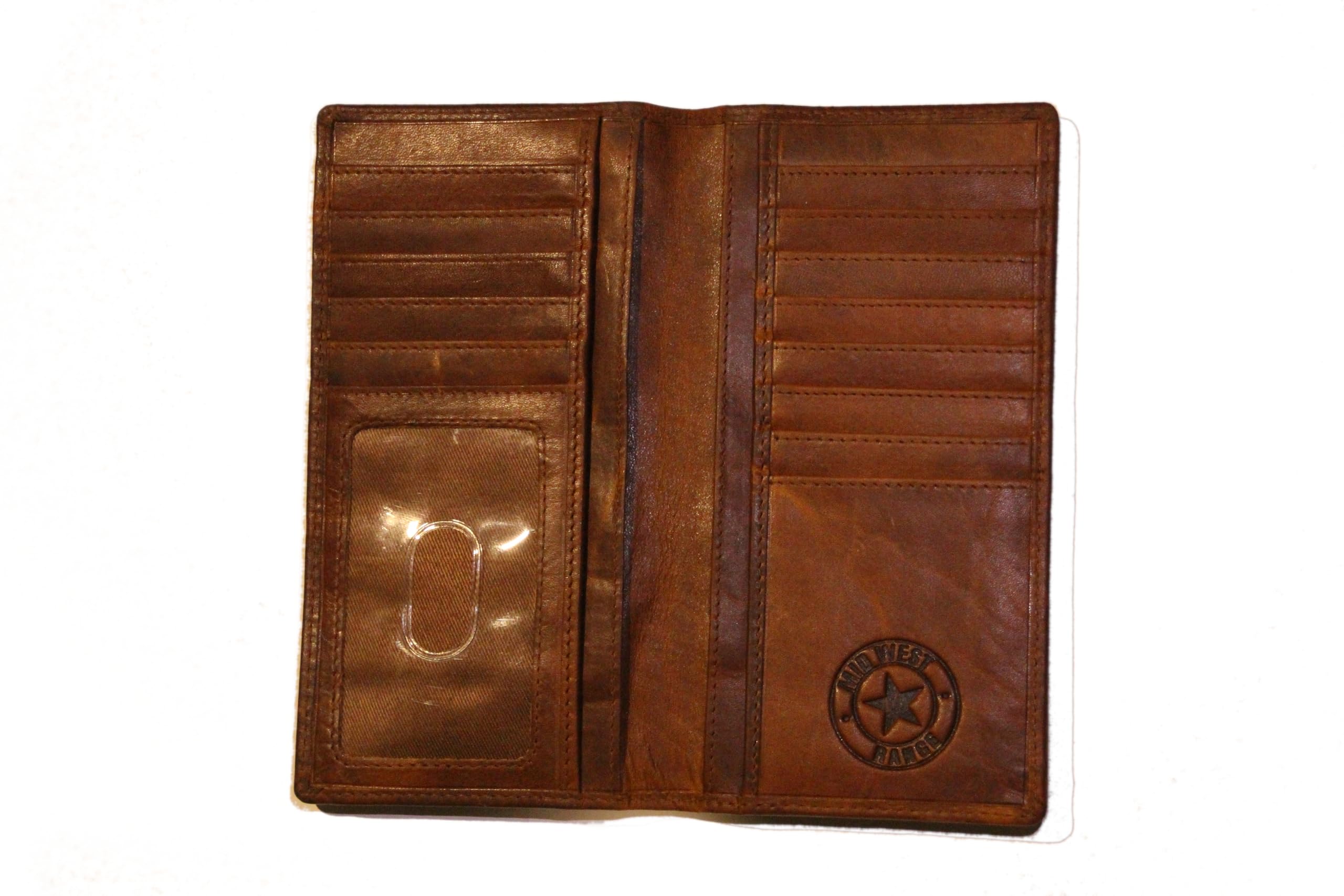 MID WEST RANGE Rodeo Bull Western Wallet for Men. Full Grain Leather Checkbook Wallet. RFID Blocking Rodeo Bull Long Wallet for Men. Gift Wallet for Cowboys