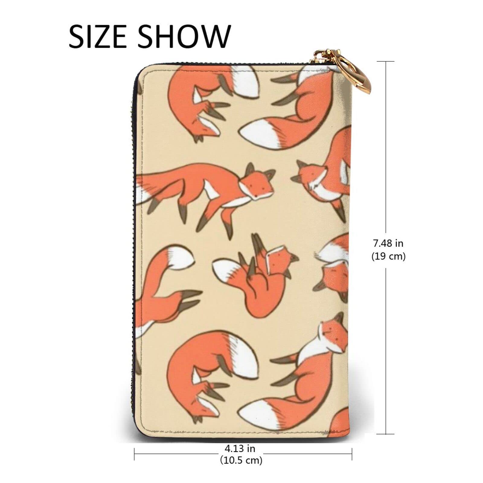 NHGFVT Many Foxes Printed Wallet Women Zip Around Organizer Wallet Long Leather Wallet Clutch Purse, One Size
