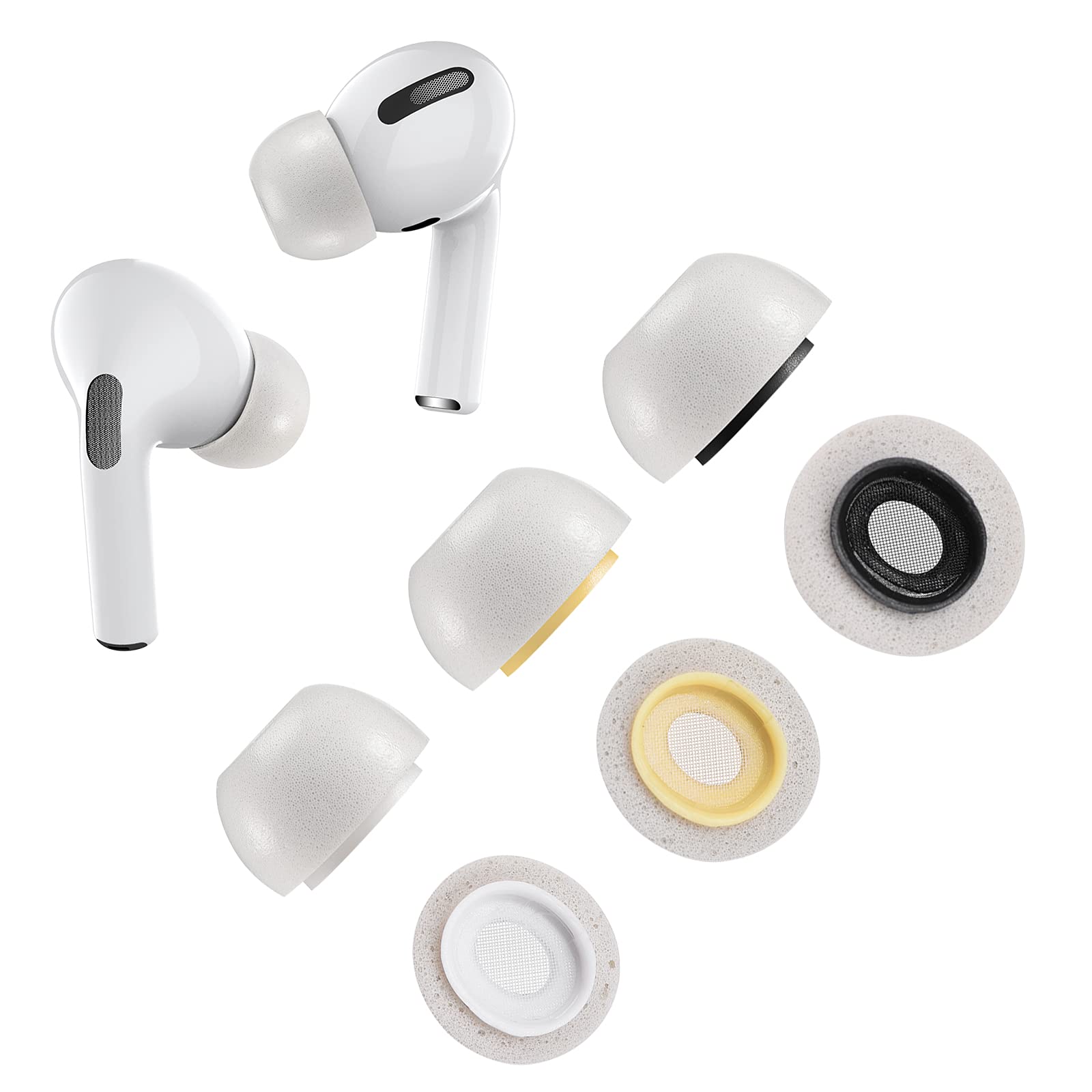 Memory Foam Replacement Premium Ear Tips for Apple Airpods Pro Wireless Earbuds, Ultra-Comfort, Noise Reduction, Anti-Slip Eartips, Fit in The Charging Case, Easy Install, Grey, 3-Paris Mixed Sizes