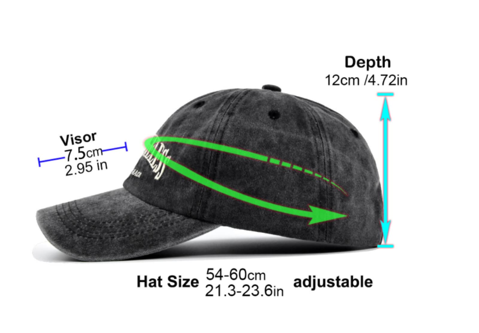 Los Angeless Baseball Cap Cotton Adjustable Low Profile Strapback Washed Vintage Distressed Denim Sun Dad Hat for Men Women Green