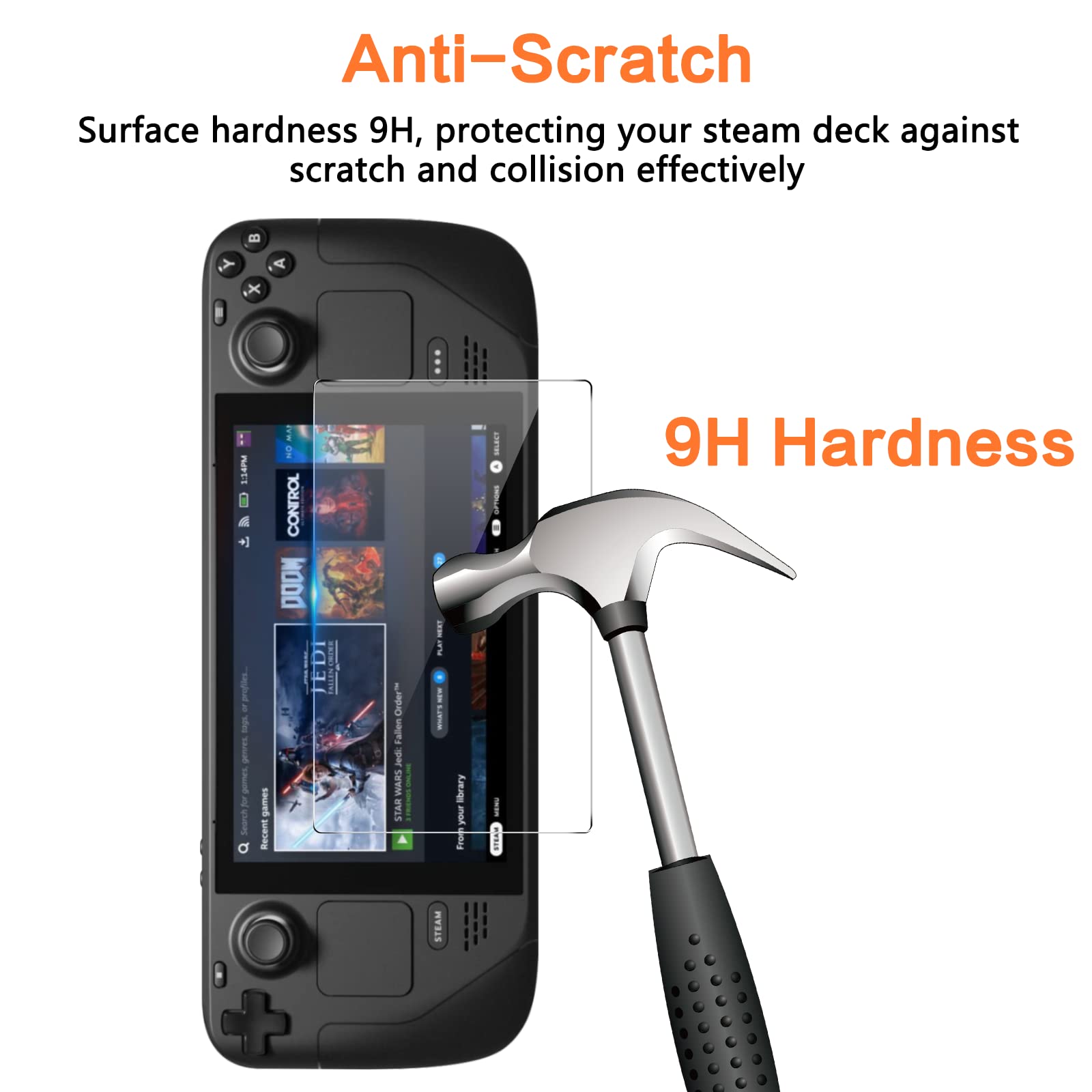 LDSXAY [2 Pack] Steam Deck Glass Protector (7 inch) 2022, 9H Tempered Glass Screen Protector for Valve Steam Deck Accessories, Anti-Scratch HD Clear, Bubble Free