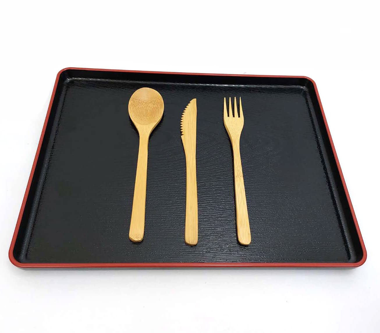 JapanBargain 3785, Bamboo Fork Knife Spoon Cutlery Utensils Flatware Set 3pc Reusable Dishwasher Safe, 8-inch, 1 Set