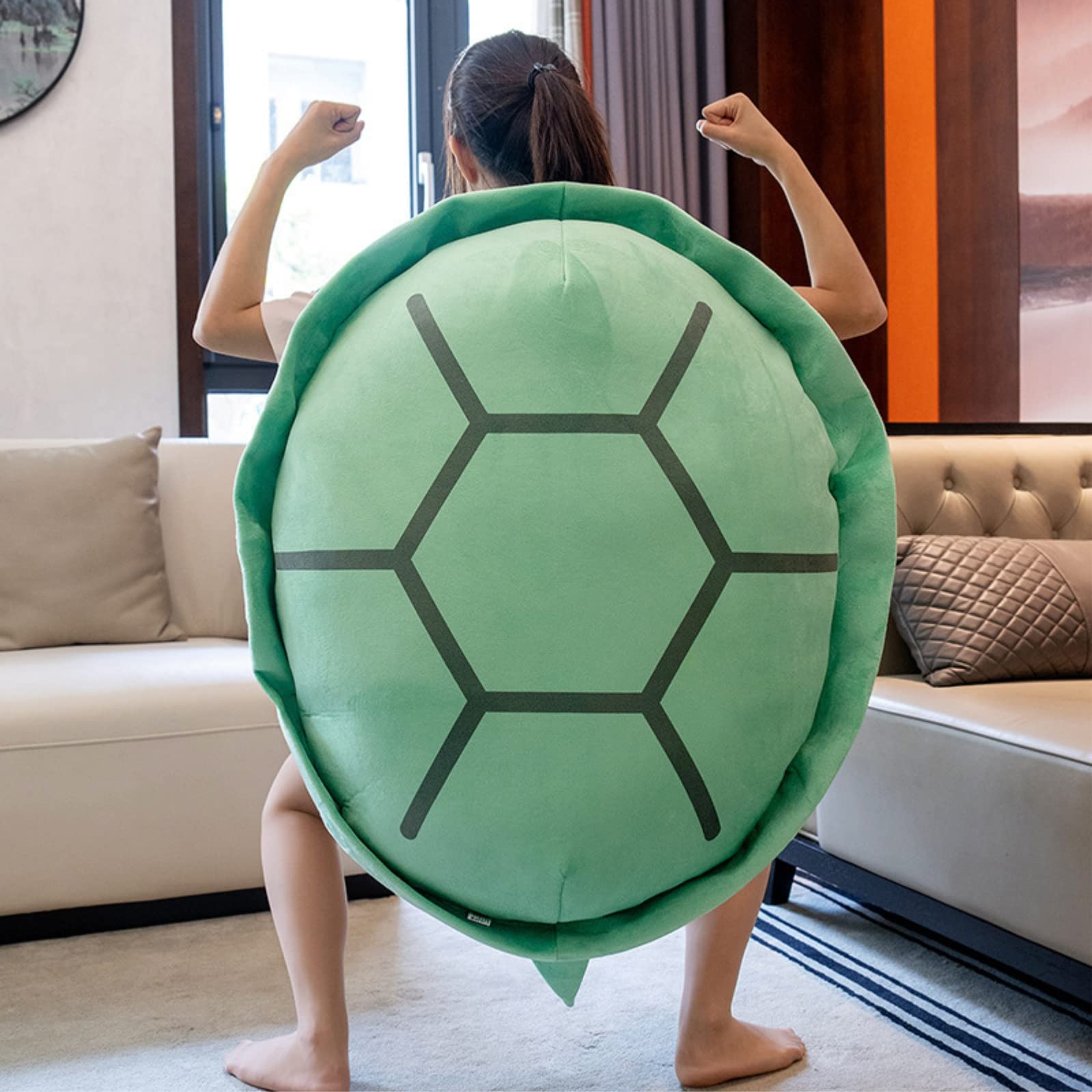 Purism Turtle Shell Pillow Turtle Dresses Wearable Turtle Shell Plush Toy Big Turtle Shell Pillow Stuffed Soft for Sleeping Cushion Cosplay Game, Gift for Kids Adults (40 inch)