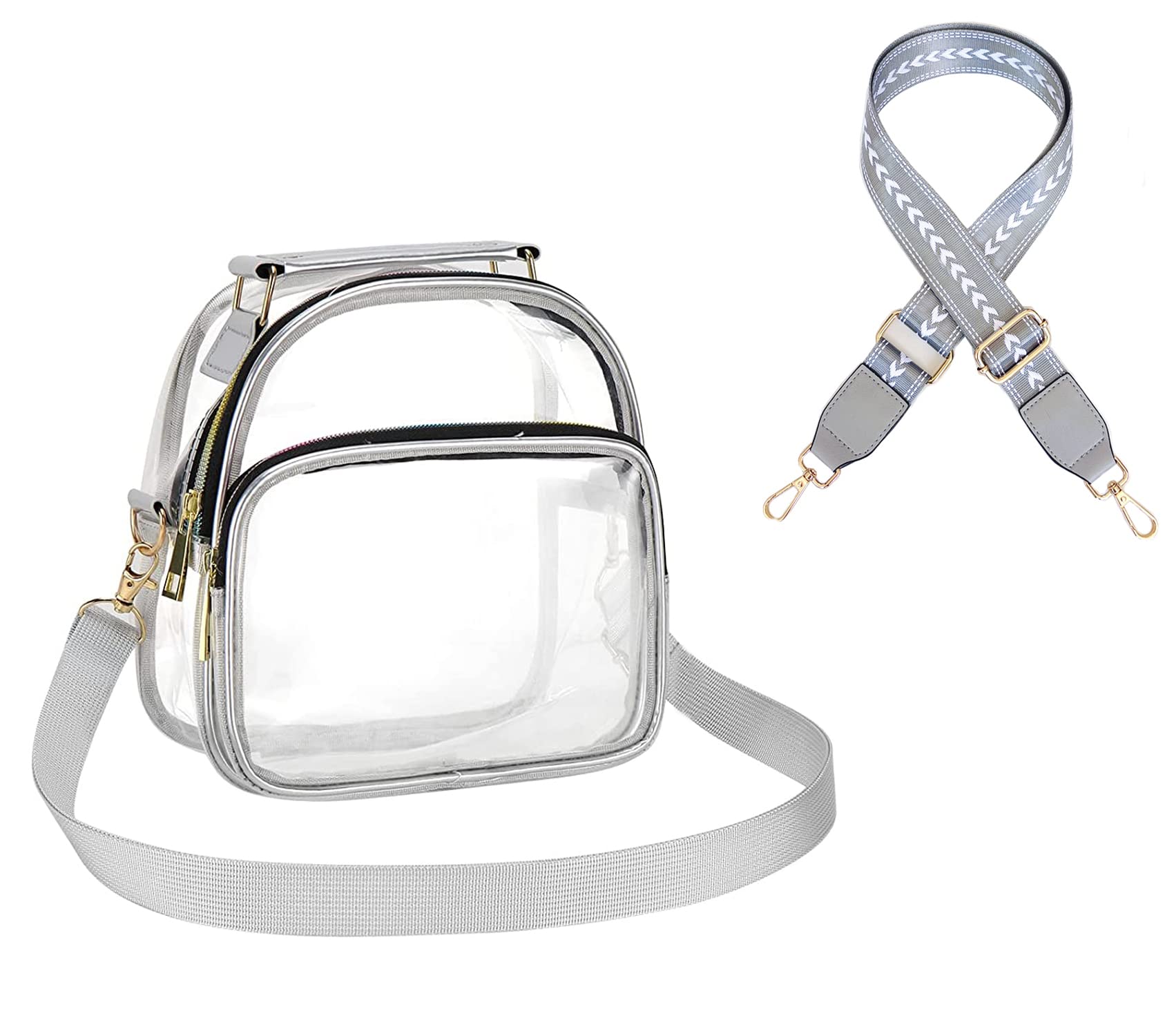 Sambano Clear Purse Shoulder Bag,Cute Crossbody Transparent Bag Stadium Approved with Compartment and 2 Adjustable Shoulder Straps (Black)