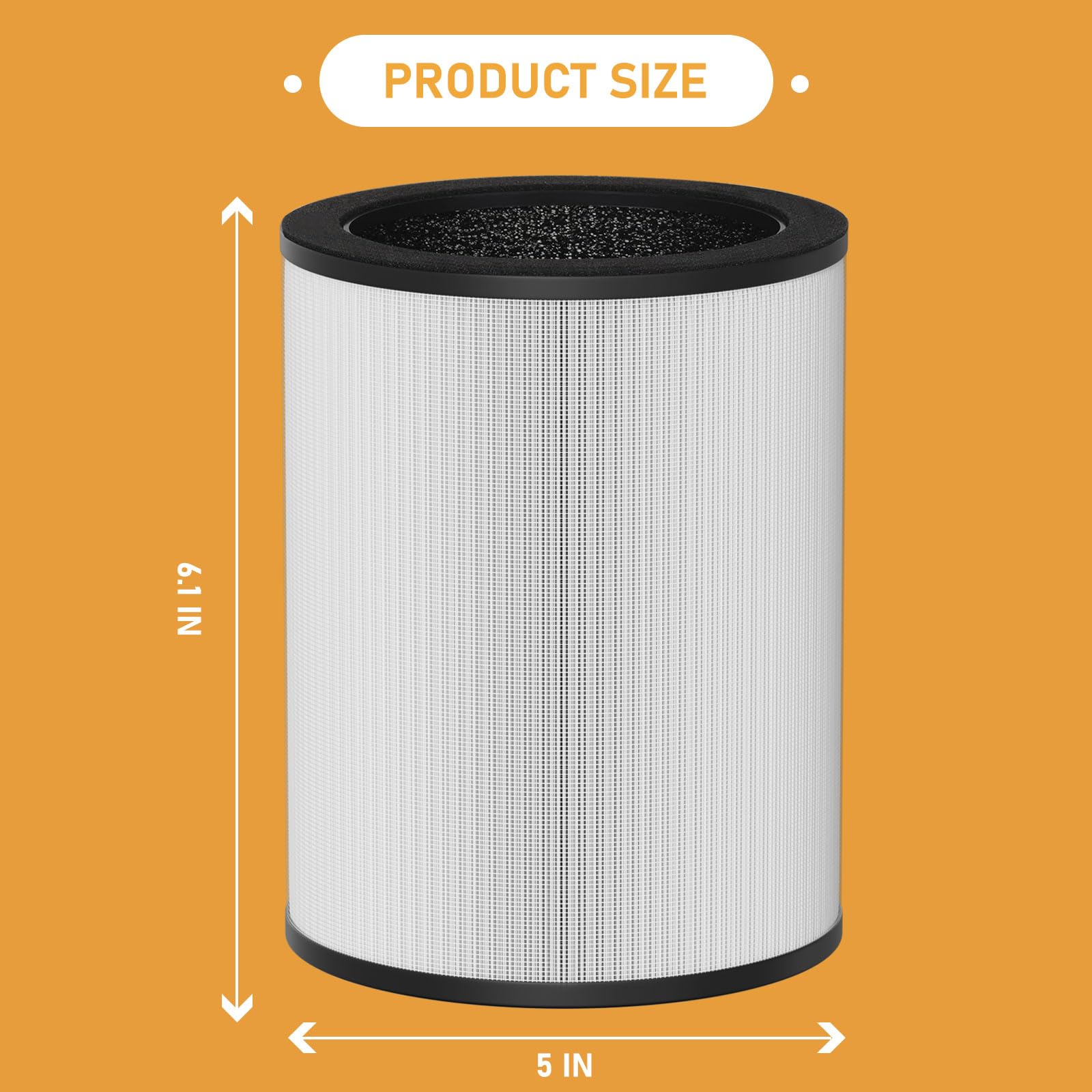 KJ80 HEPA Filter Replacement Compatible with Druiap KJ80 Air Cleaner Purifier, Compared to part# AF3080, 3-in-1 True HEPA Filters, 2 Pack