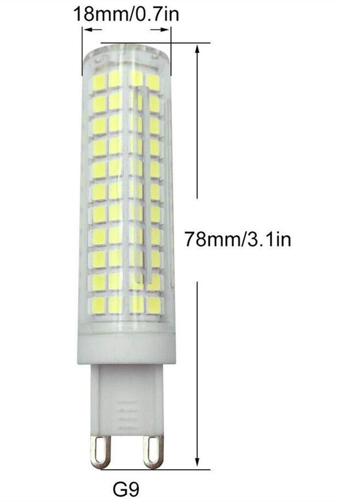 K JINGKELAI G9 LED Bulbs Dimmable 10W(Equivalent to 100W Halogen) 110V Cool White 6000K LED Corn Lights JCD T4 G9 Bi-pin Base,Dimmable,136 LED 2835 SMD,3 Pack