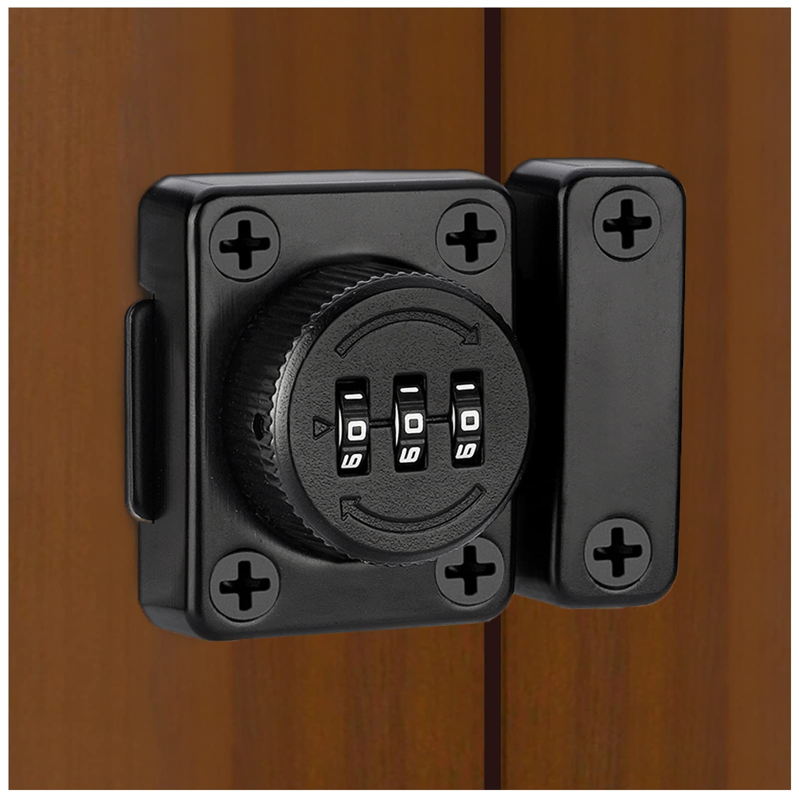 KAFENDA Mechanical Password Cabinet Lock, Rotary Lock for Double Doors, Keyless Combination Door Lock, Black