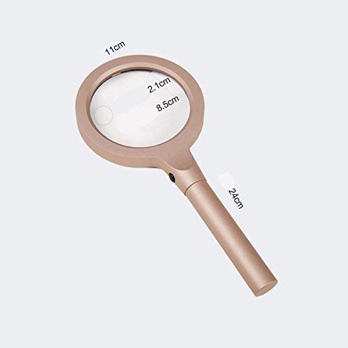 Weiping - Handheld Magnifying Glass, Can Magnify 10 20 Times Old Reading and Repair, HD HD Magnifying glasss12 LED Light Children's Mirror Bimetallic Frame Handle Magnification