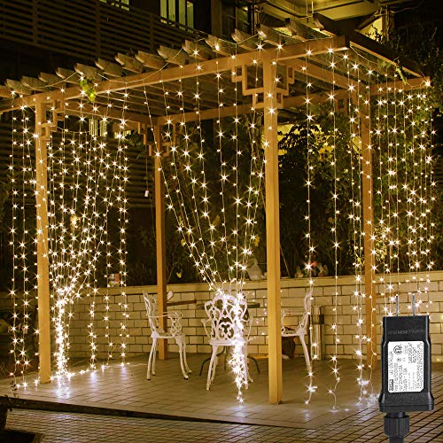 LE 306 LED Curtain Lights with 18 Hang Down String Lights, 10×10 ft Plug in Hanging Fairy Lights for Bedroom Wall Window, Twinkle Lights for Wedding Backdrop Patio Gazebo Pergola (NOT Connectable)