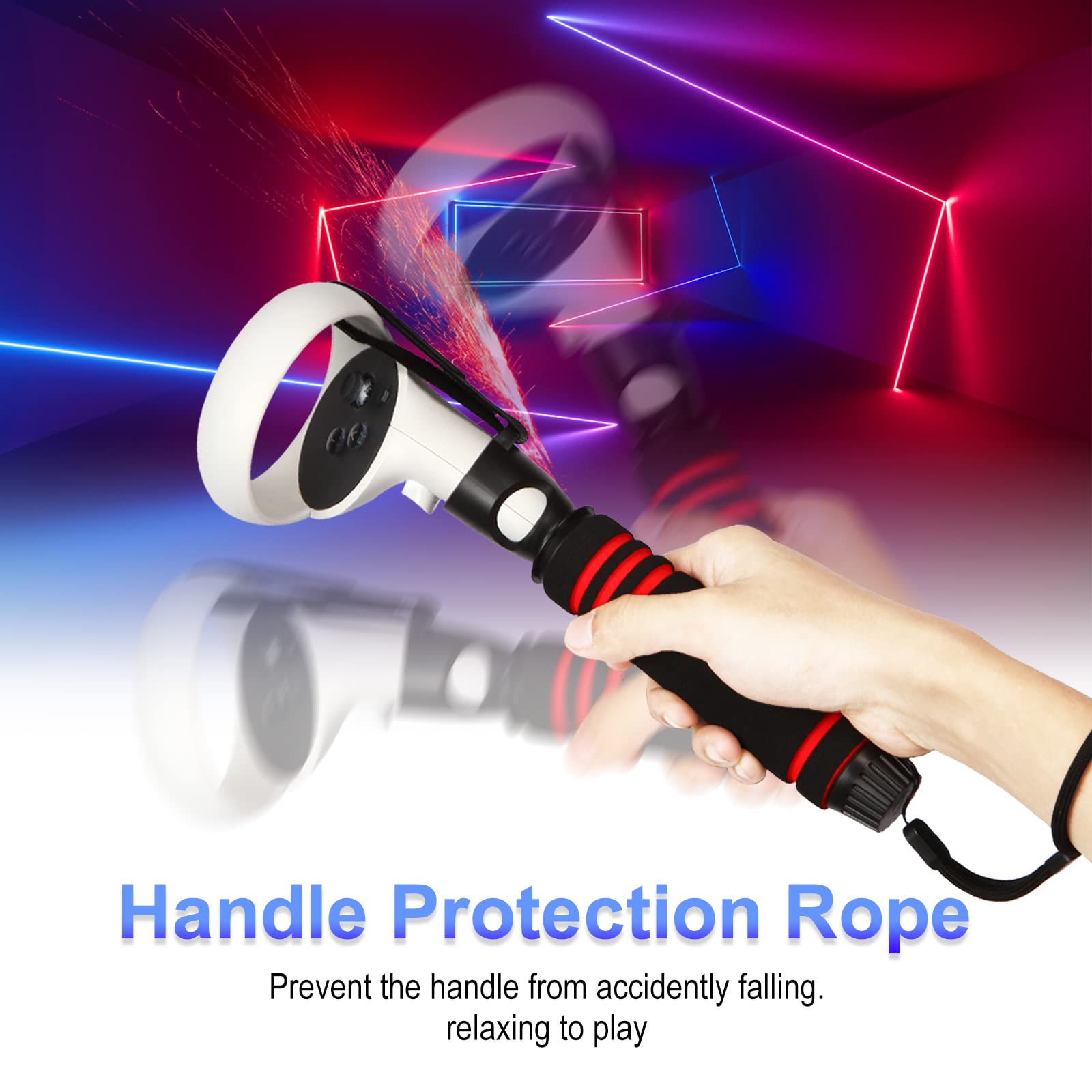 OOAVR VR Game Handles Accessories,VR Dual Handles and Long Handels Extension Grips for Oculus Quest 2 Controller Playing Beat Saber Games