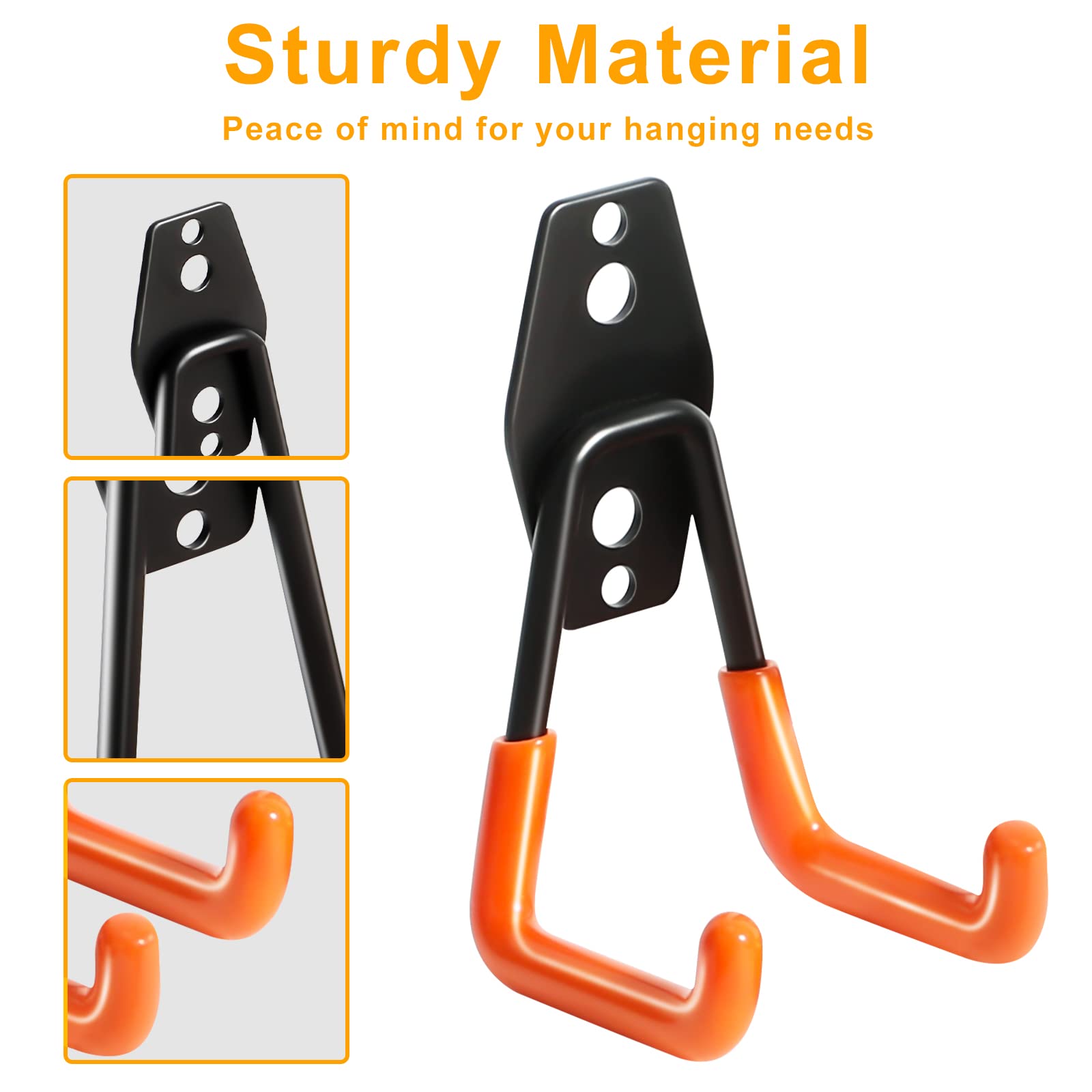 KURUI 14 Pack Garage Hooks for Hanging, Heavy Duty Garage Storage Hooks for Ladder Extension Cord Tool Cable, Wall Mount Large Utility Hooks, Garage Organization Hanger&Organizer