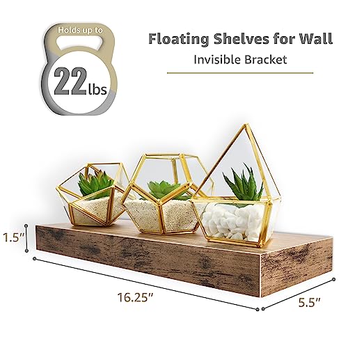 Sorbus Floating Shelves Bundle - 5 Rectangular Floating Shelves - 3 Support Bar Shelves & 2 Flat Floating Shelves - Hanging Wall Shelves for Home Decor