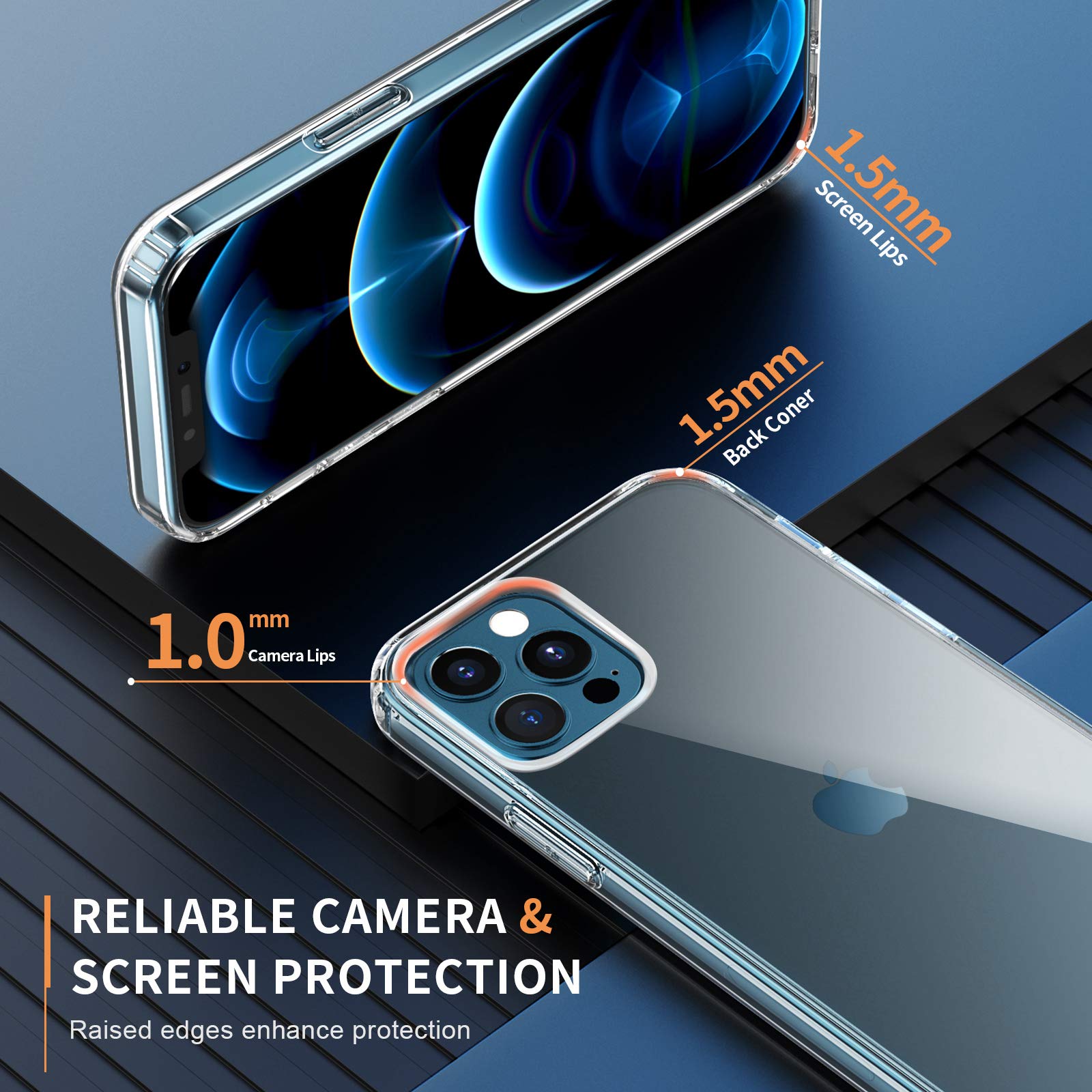 LELONG Cases Compatible with iPhone 12 Pro Max, Scratch Resistant Protective 6.7" Cover with Hard Polycarbonate Back and Impact Resistant TPU, Crystal Clear1