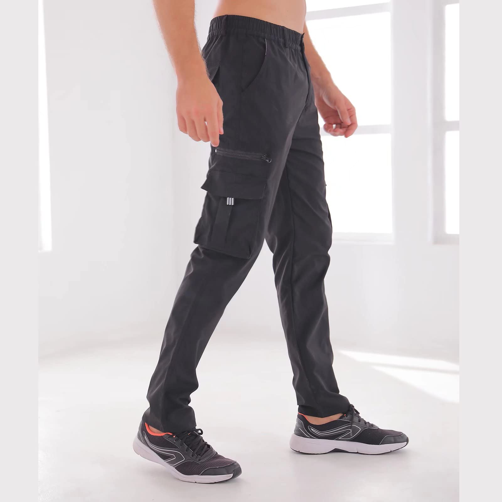 Men Casual Cargo Pant Lightweight Tactical Pant Hiking Jogger Classic Fit Multi Pockets 3XL