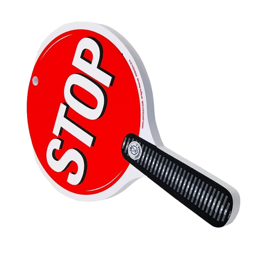 Liontouch Double Sided Stop & Go Sign, Red & Green โ 8.9 x 5.5 inches | Durable and Reversible Lollipop-Shaped Foam Toy Paddle for Kids | Ideal for Teaching Children Traffic & Street Safety
