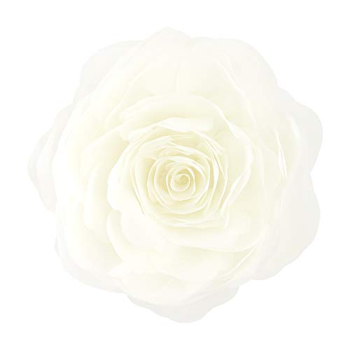 JWH Handmade Flower Throw Pillow Covers Aesthetic Decorative Stereo Floral Accent Pillow Case Round Cushion White Pillowcase for Bedroom Bed Couch Chair Office 14 Inch Cream