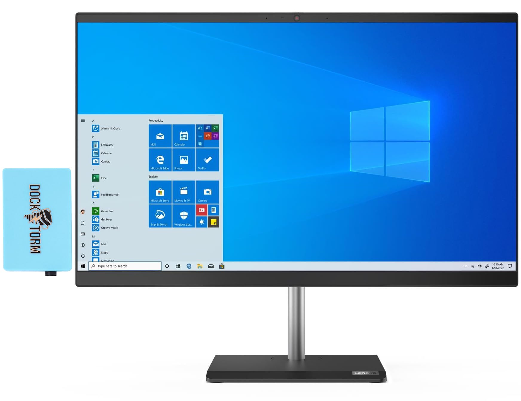 Lenovo Business All-in-One Desktop Computer 23.8" FHD IPS (Intel i3-10100T, 16GB RAM, 1TB PCIe SSD, AC WiFi, SDXC Reader, RJ-45, Win 11 Home) w/Dockztorm Hub