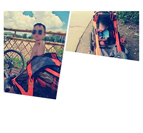 JXS 2 Seat Kids Bike Trailer - Behind Bicycle Stroller - Aluminum Alloy Frame - 115 X 65 X 93Cm