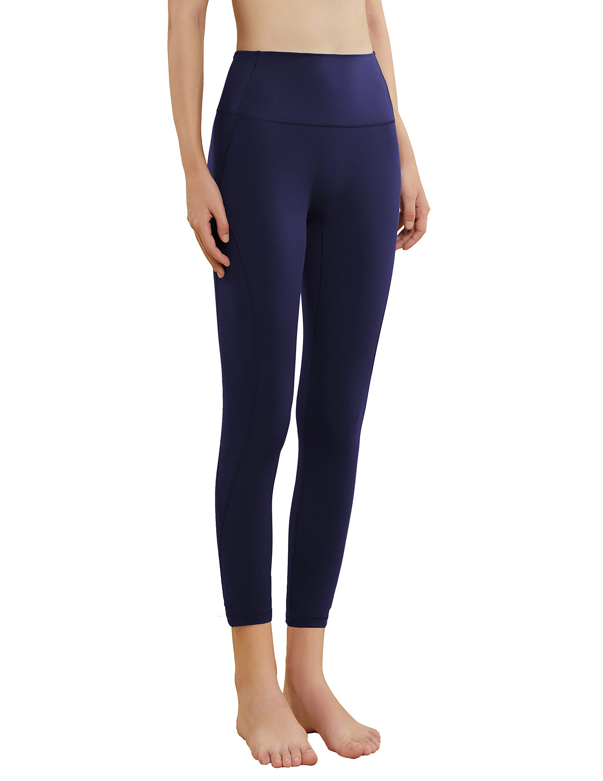 Mipaws Seamless High Waisted Yoga Pants with Pockets 7/8 No Front Seam Buttery Soft Workout Leggings for Women 25 Inches (S, Navy)
