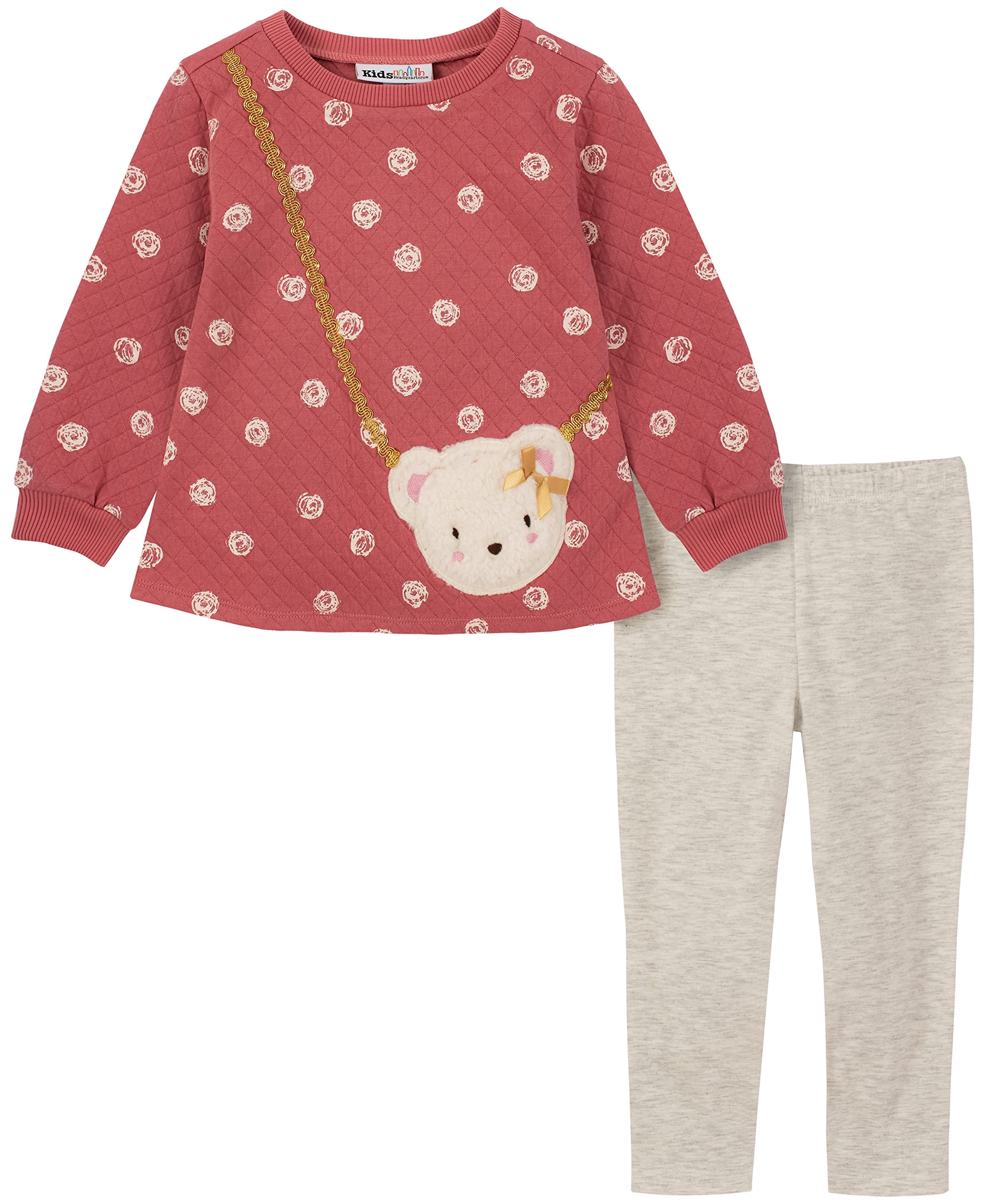Kids Headquarters Girls 2 Pieces Legging Set, Pink/Heather, 2T US