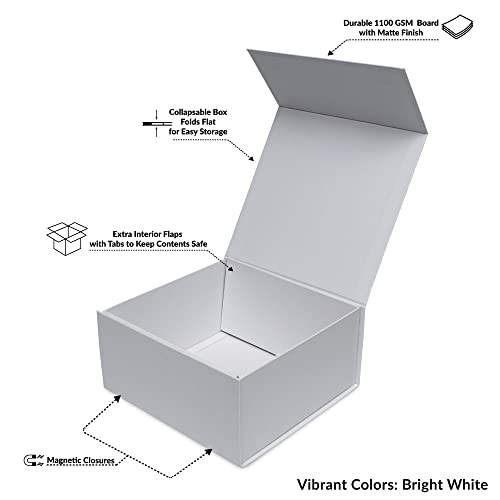 White Boxes for Gifts - 1 Pack Magnetic Closure Luxury Collapsible Gift Box with Lid, Small Cardboard Box for Gift Wrapping, Holidays, Birthdays, Weddings, Bridesmaids, Small Businesses - 6x6x3