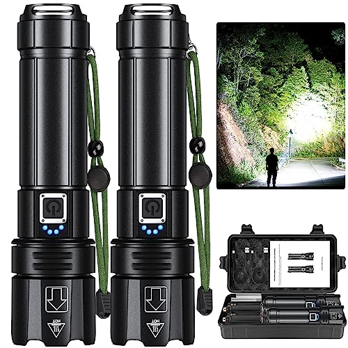 lemihui Rechargeable LED Flashlight High Lumens, 990,000 Lumens Bright Powerful Flashlight, 5 Modes, IPX6 Waterproof Handheld Flash Light for Camping Hiking