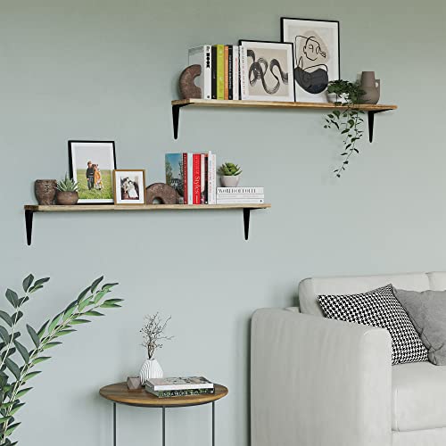 Wallniture Arras Floating Shelves for Wall Storage, Bookshelf Living Room Decor, Bedroom & Kitchen Organization, Bathroom Shelves, 36" Wall Shelf Set of 2