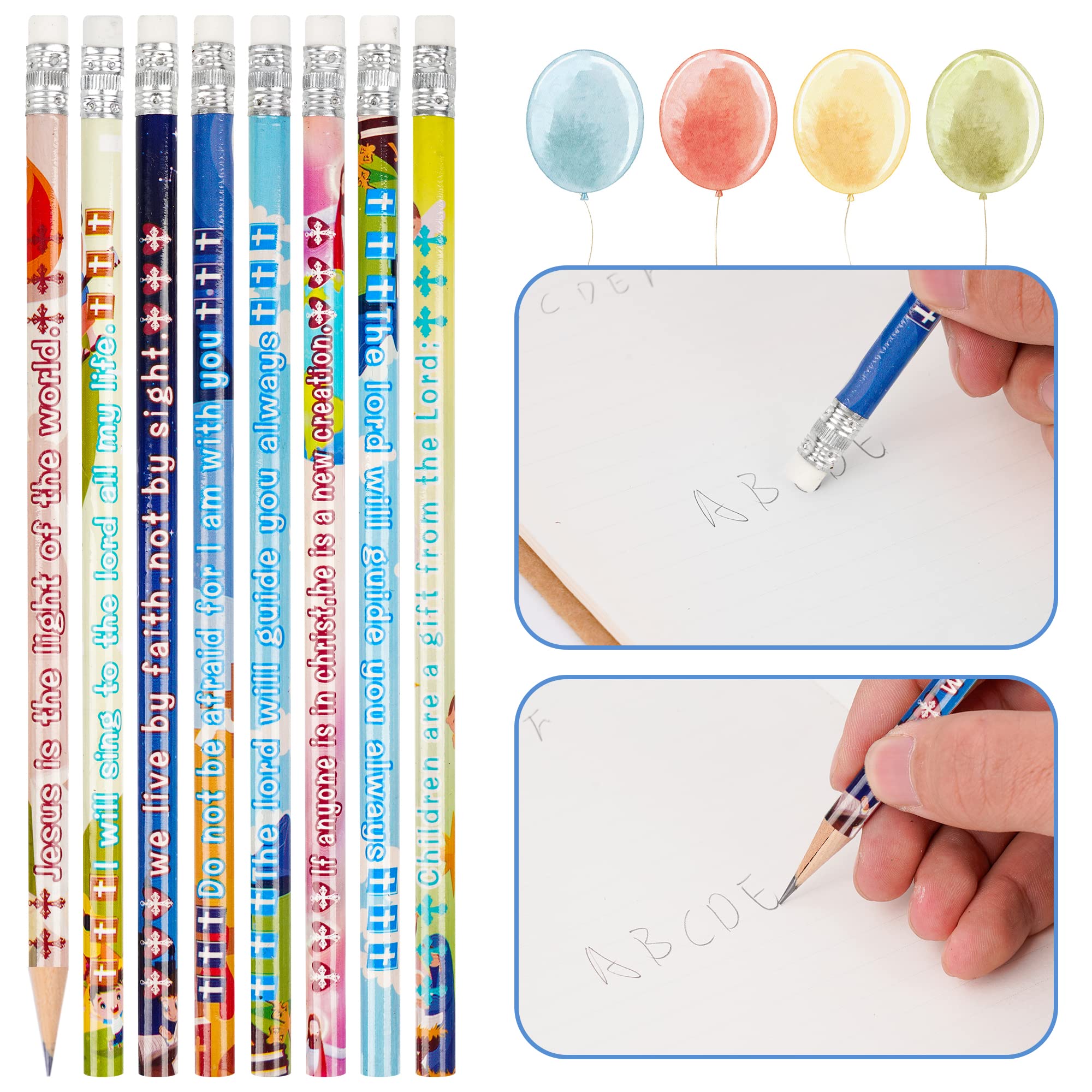 Kolewo4ever 100 Pieces Bible Verses Pencils with Inspirational Scriptures, 8 Styles, Multicolor, Great for Teachers, Students, Church Supplies