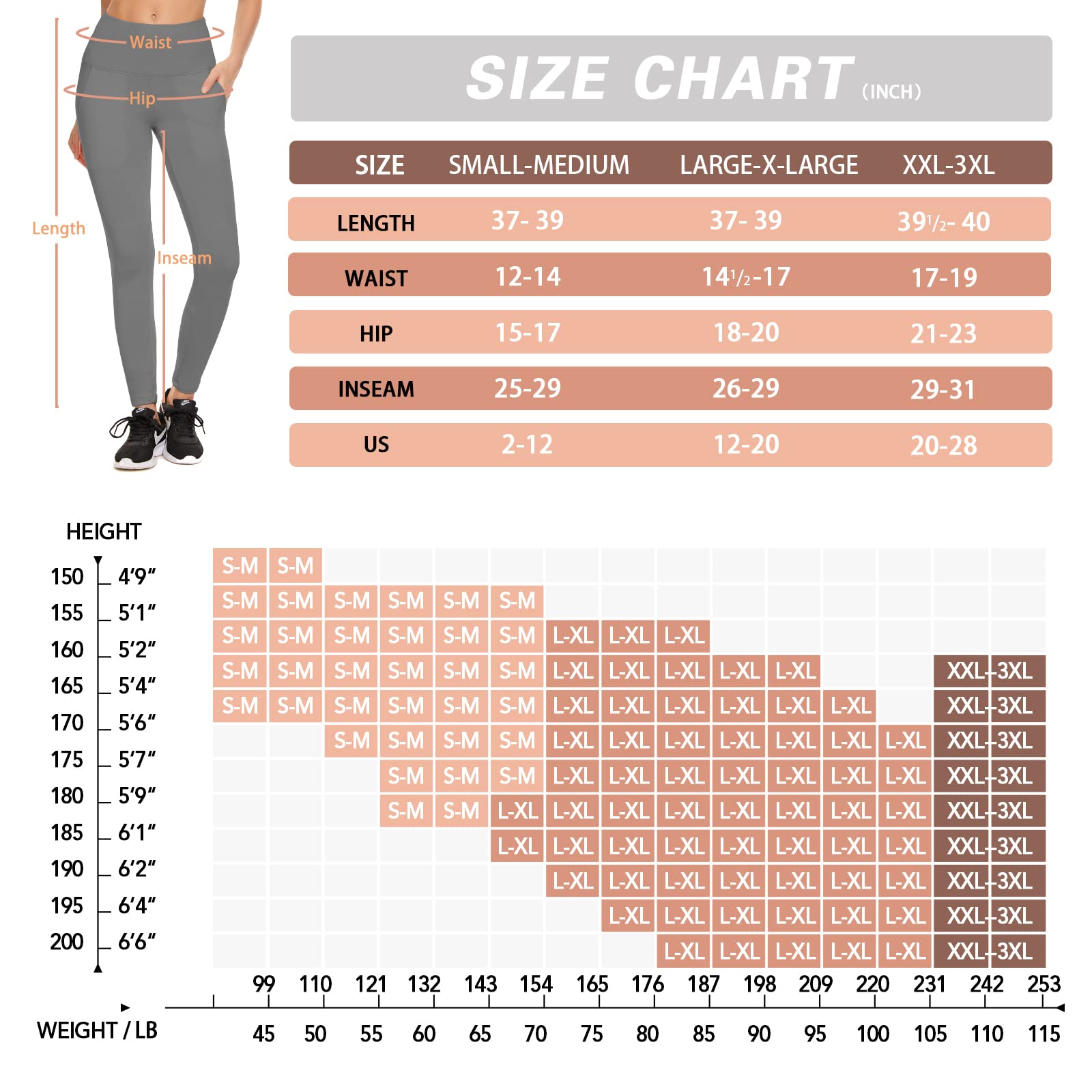 NEW YOUNG 3 Pack Leggings with Pockets for Women,High Waisted Workout Yoga Pants