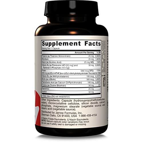 Jarrow Formulas B-Right Optimized B-Complex, Dietary Supplement for Cellular Energy, Immune Health and Stress Management Support, 100 Veggie Capsules, 100 Day Supply