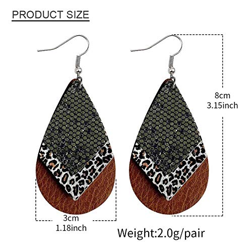 Leather Earrings for Women Teardrop Leaf Flower Leopard Print Petal Drop Earrings Antique Lightweight Leather Earring Set