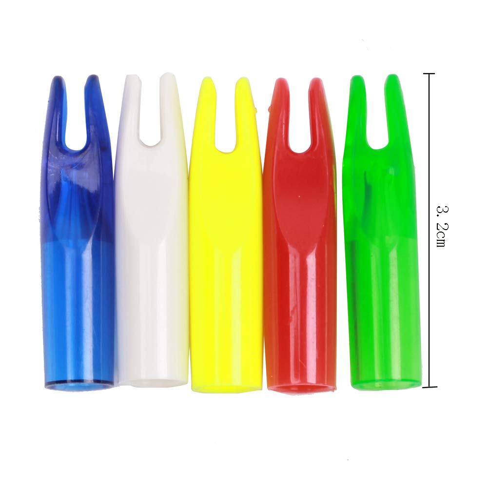 lasenersm 20 Pieces Archery Arrows Nocks Hunting Archery Arrows Nocks Bow Arrow Tail Accessories 6.2 mm/0.24 Inch Inside Diameter Plastic Insert Tail for Compound Recurve Bow, Multicolor