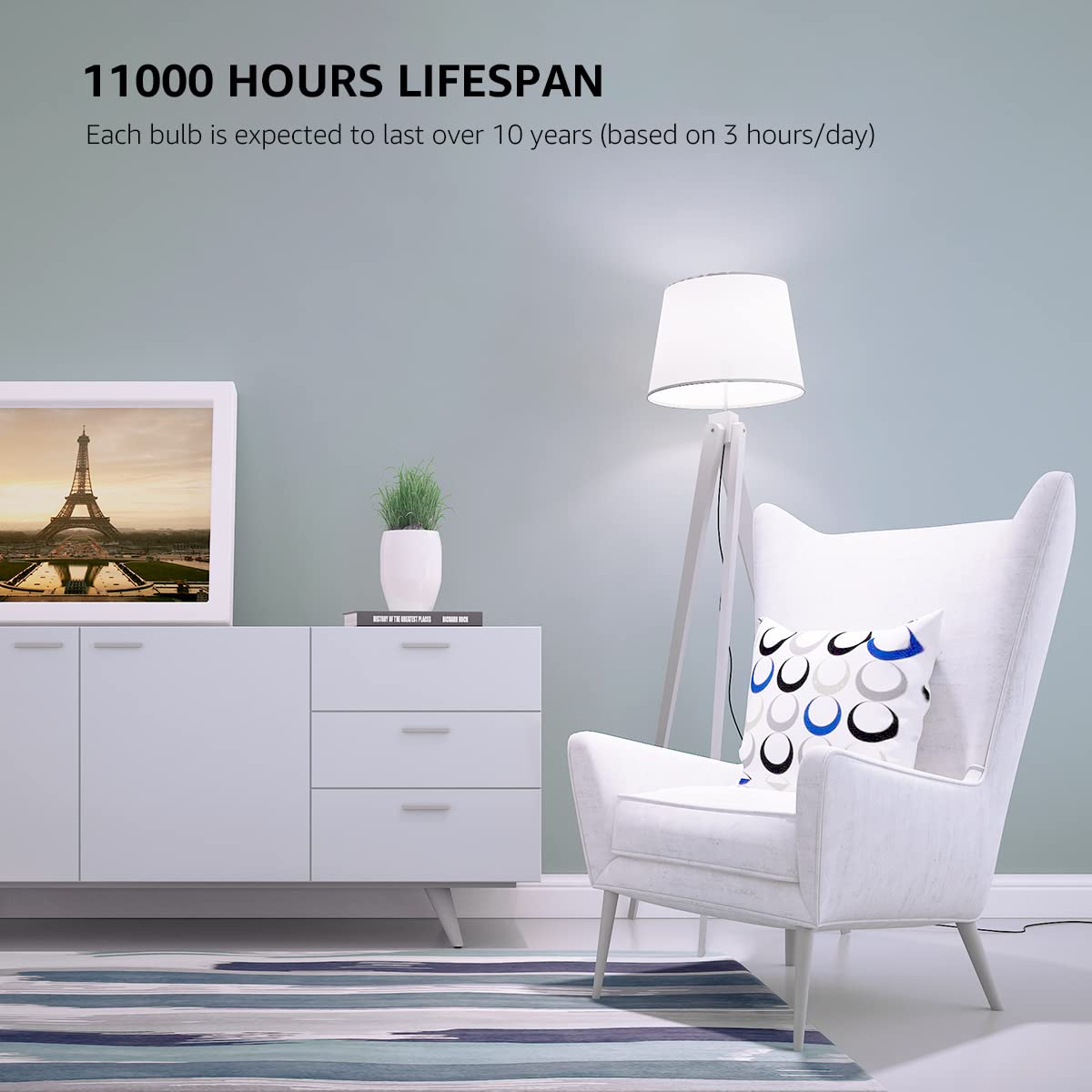 LE LED Light Bulbs 60 Watt Equivalent, 8.5W Daylight White 5000K Non-Dimmable, A19 E26 Standard Medium Base, 11000 Hour Lifetime, Pack of 6