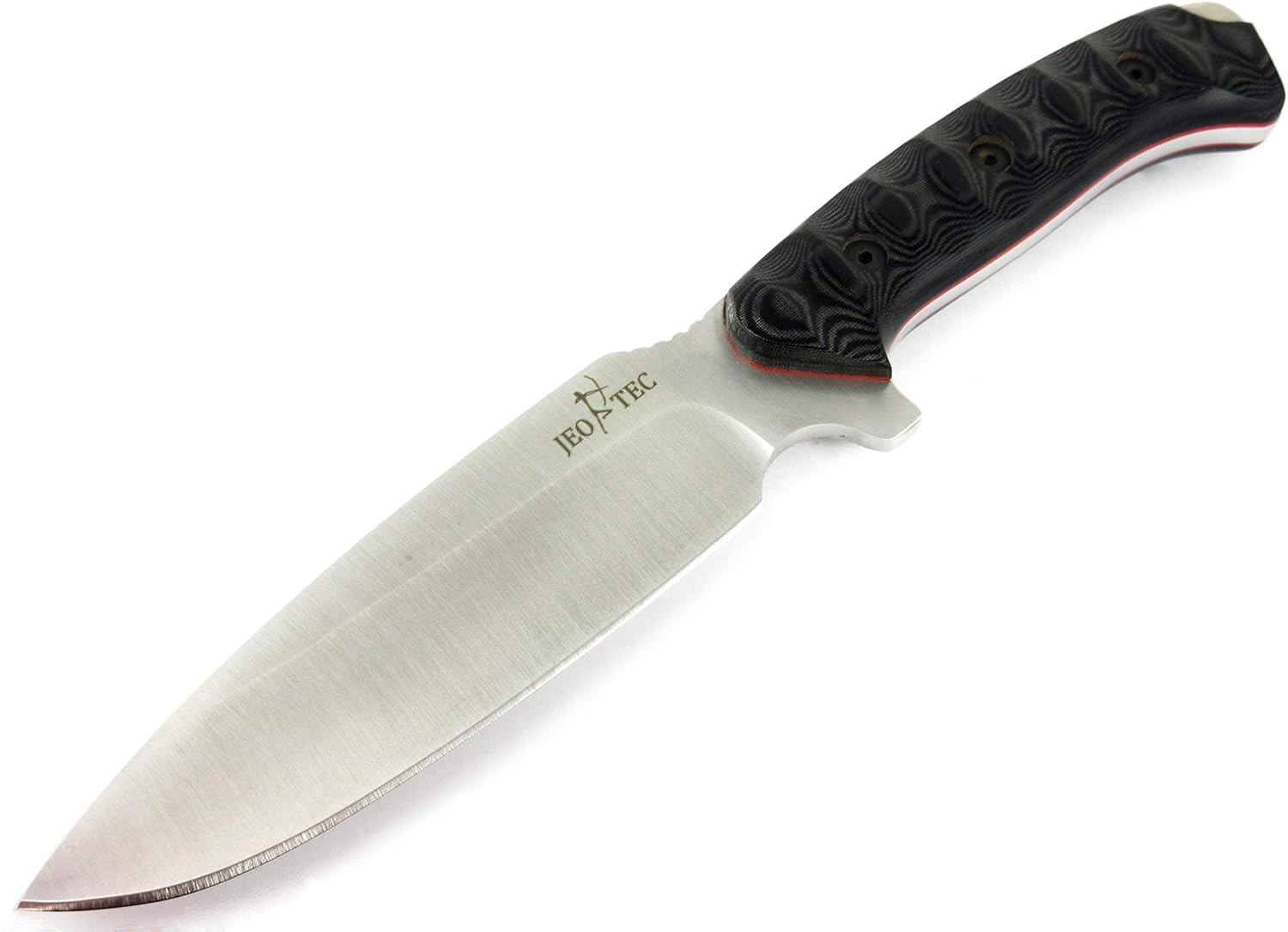 JEO-TEC Nº15 Bushcraft Survival Hunting Tactical Knife - BOHLER N690C Stainless Steel, Multi-positioned Leather Sheath, Sharpener Stone