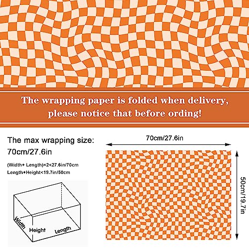 Whaline 12Pcs Retro Groovy Wrapping Paper Boho Daisy Face Checkered Gift Wrap Bulk Art Paper Folded Flat for Baby Shower Birthday Wedding DIY Crafts Gift Packing, 19.7 x 27.6 Inch