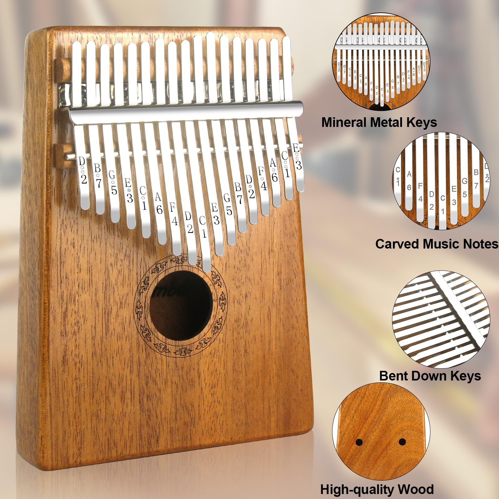 Kalimba 17 Keys Thumb Piano, Protable Finger Piano with EVA Waterproof Hard Protective Case, Gift for Kids Adult Beginners
