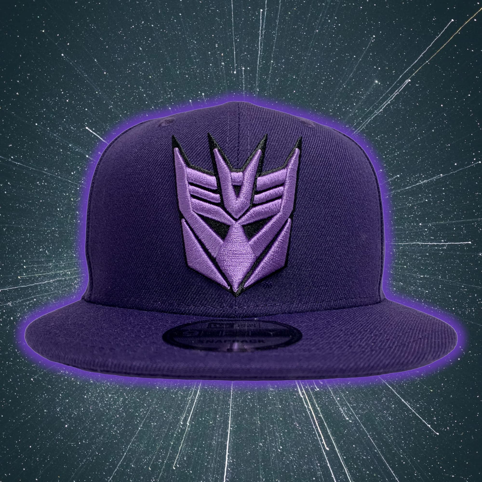 New Era 9FIFTY Transformers Decepticon Logo 80's Cartoon Snapback Hat Cap Purple