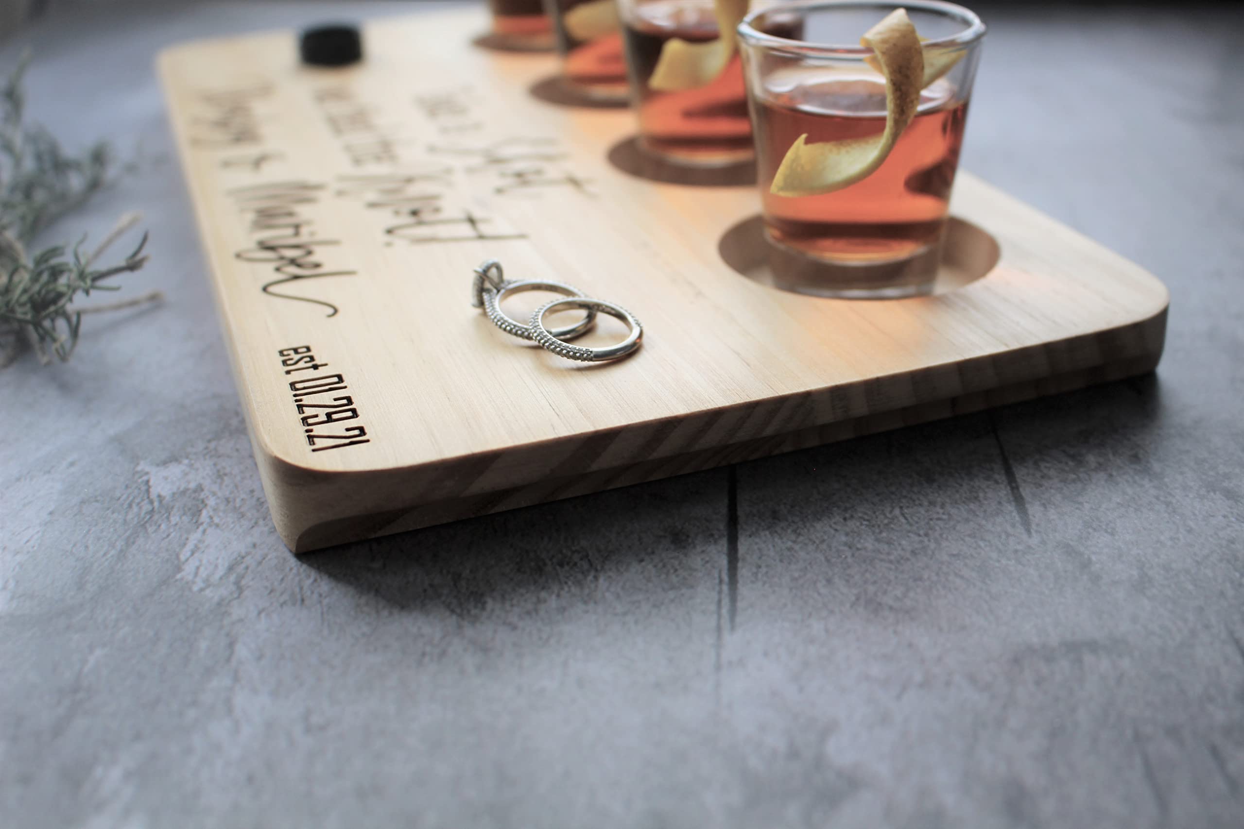 Personalized Wood Flight Board Cutting Charcuterie Engagement Wedding Bridal Shower Birthday Housewarming Fathers Mothers Day Gifts