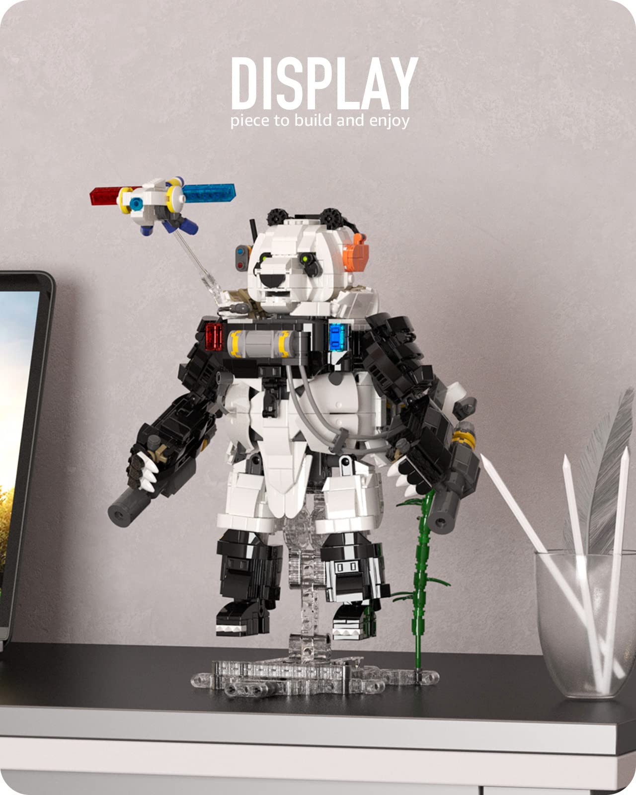 Nifeliz Mecha Panda Building Set, Model Toy with a Display Stand, Collectible Gift for Adults (1,348 Pieces)