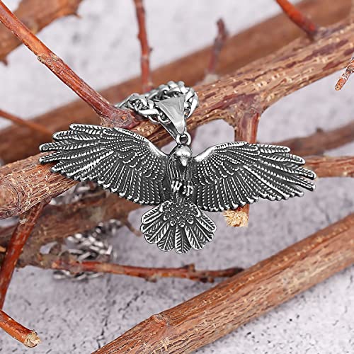 Retro domineering original design crow eagle stainlesteel unisex pendant necklace party gift 7B022