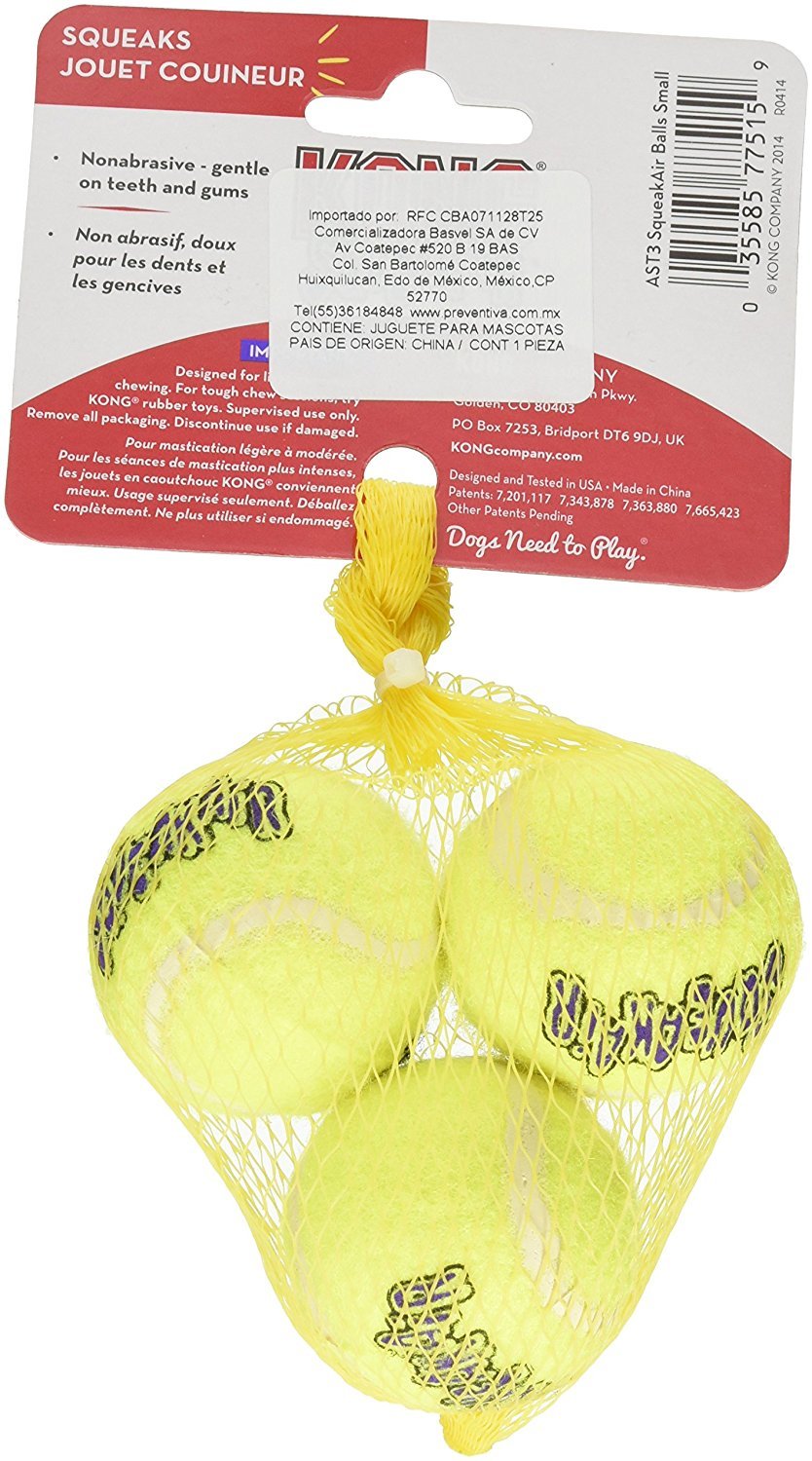 KONG Air Dog Squeakair Dog Toy Tennis Balls, Small (6 Pack)
