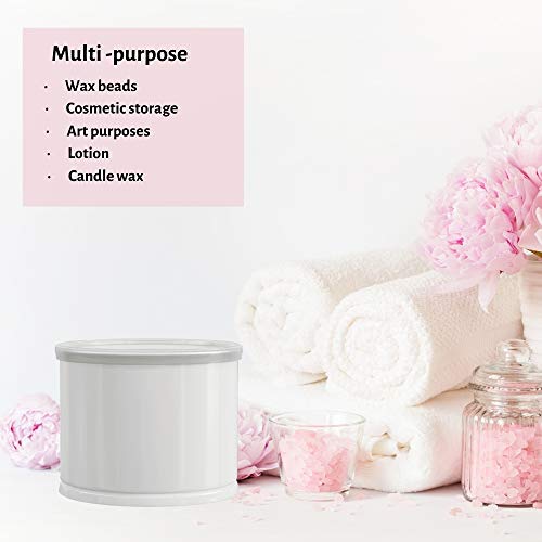JND Empty Metal Wax Can/Tin 14 Oz with Plastic Cap - Refillable, Multipurpose Use for Wax Beads, Cosmetic Storage, Art Purpose, Lotion, Candle Wax, Beauty and Necessities (1 Pack)