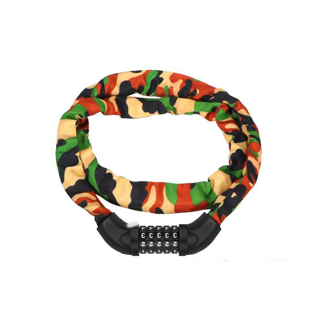 KANJJ-YU Bicycle Accessories, Password Chain Lock, Bicycle Lock, Mountain Bike Electric Battery car Motorcycle Anti-Theft Lock, Chain Lock, Camouflage