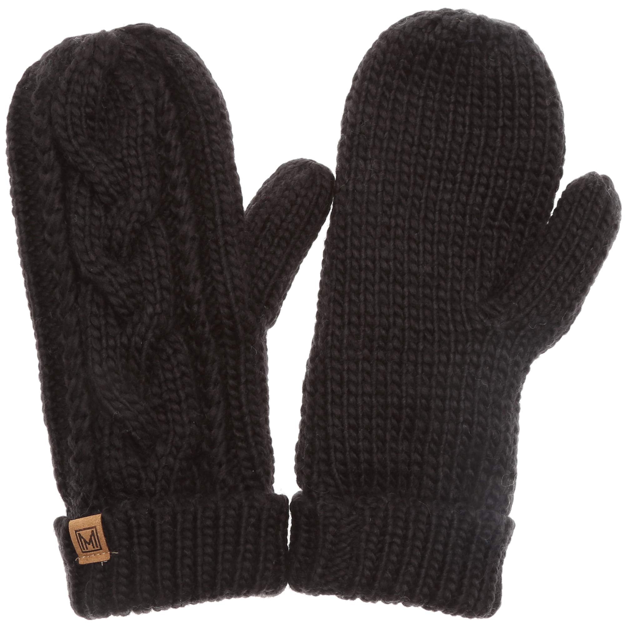 MIRMARU Women’s Warm Winter Gloves Cozy Soft Cable Knit Mittens with Fleece Lining (Purple)
