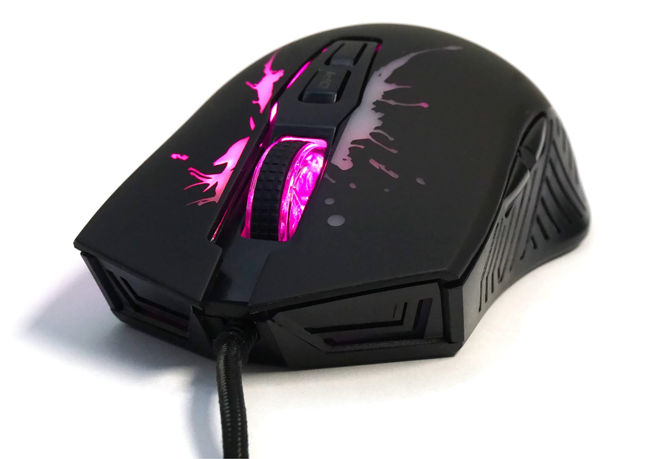 MANHATTAN Wired RGB Gaming Mouse β Long 5 ft Braided USB Cable, 7200 DPI, Ergonomic Gamer Optical Mouse with Light Up LED -for Windows PC and Laptop Computer- Black β 3 Yr Mfg Warranty β190121