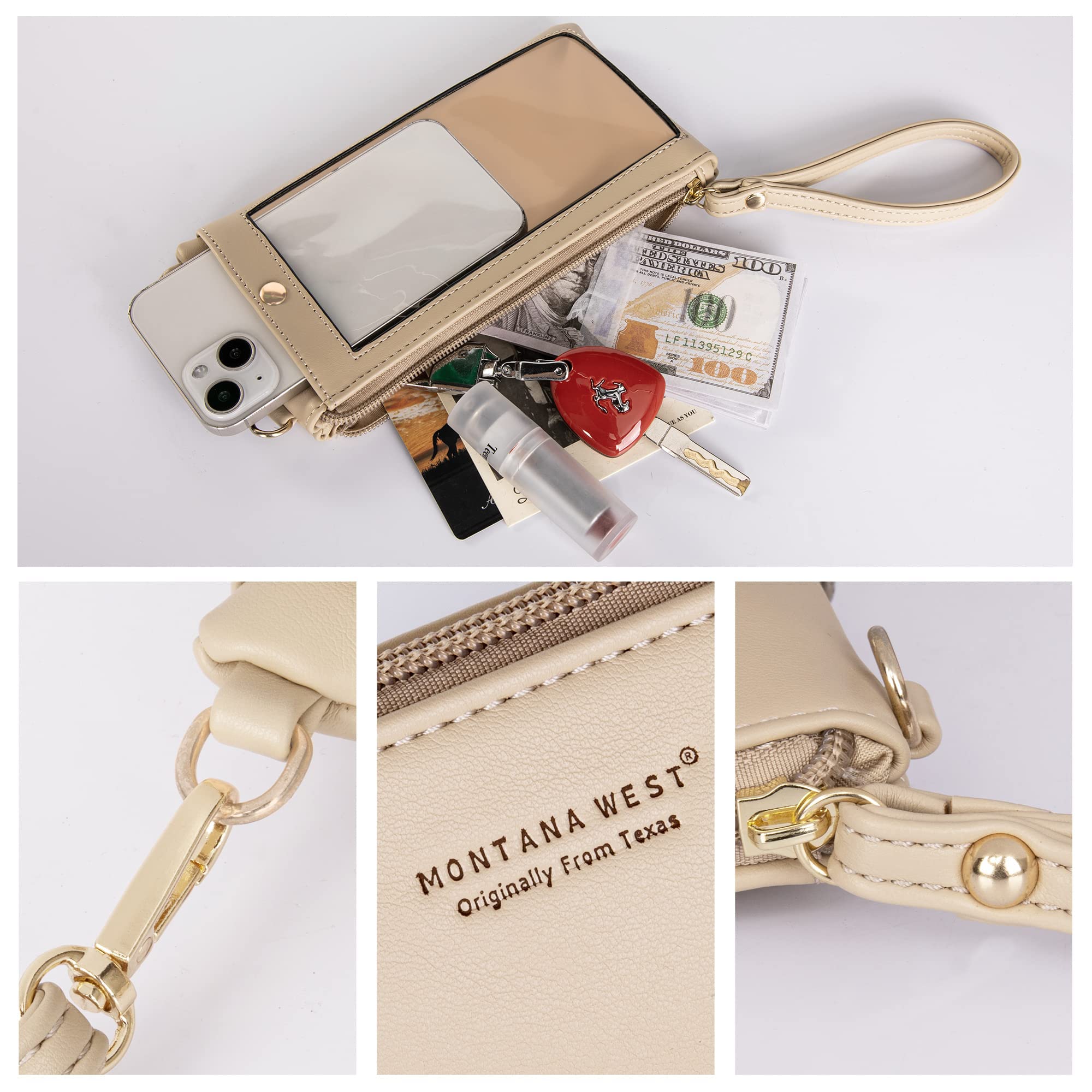 Montana West Cell Phone Purses Translucent Phone Bag Wristlet Clutch Wallets for Women Rainproof Phone Pouch MWC-139BG